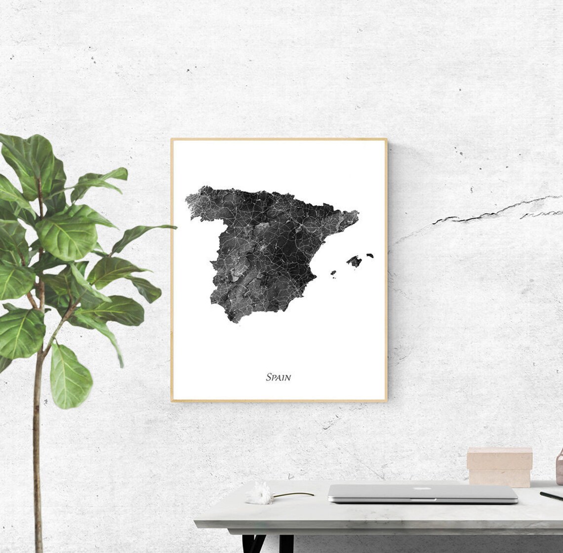 Spain Map Print Spain Watercolor Poster Spain Wall Art | Etsy