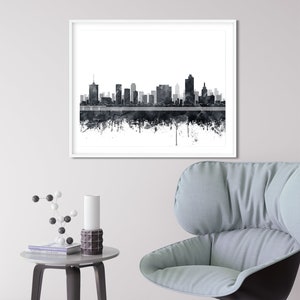Tulsa Skyline Print, Tulsa Skyline Poster, Tulsa Oklahoma Watercolor ...