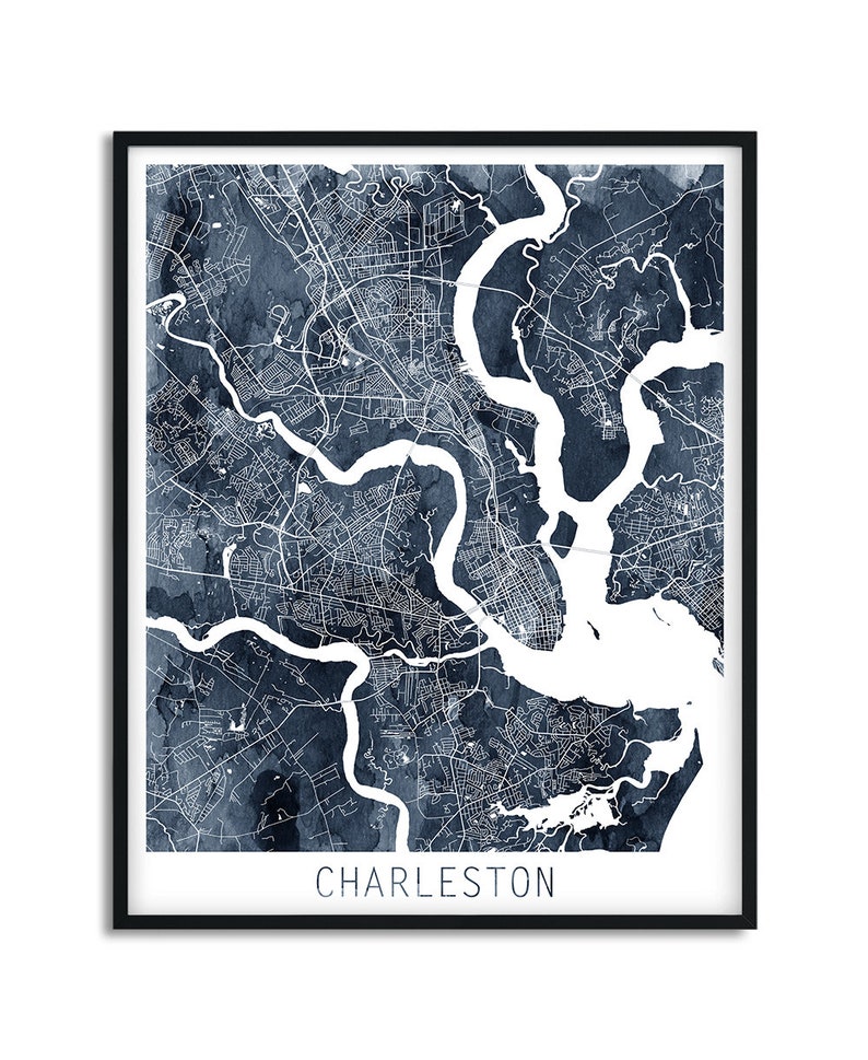 Charleston City Urban Map Poster, Charleston Street Print, Watercolor ...