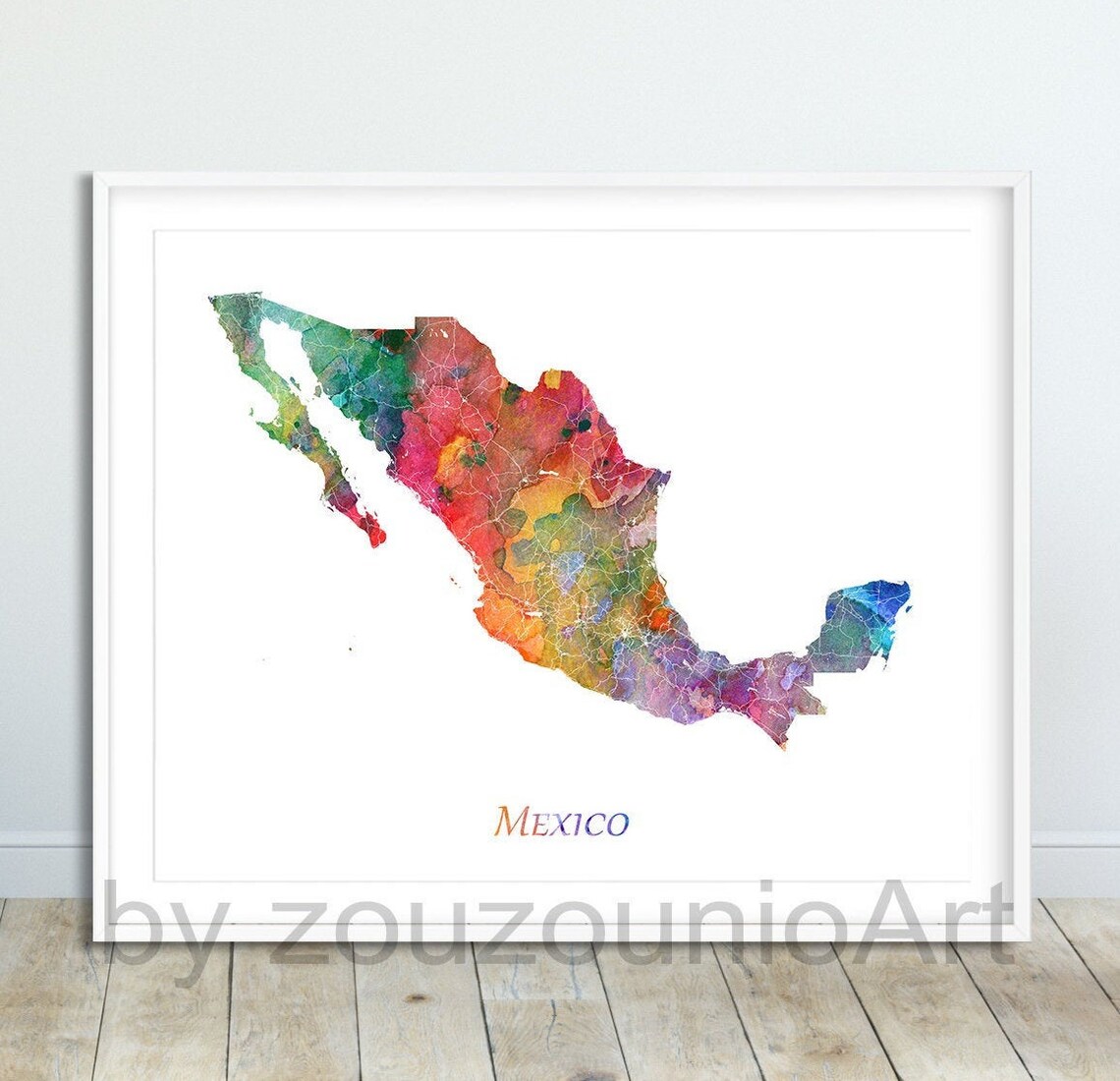 Mexico Map Art Print Mexico Watercolor Map Art Poster Mexico | Etsy
