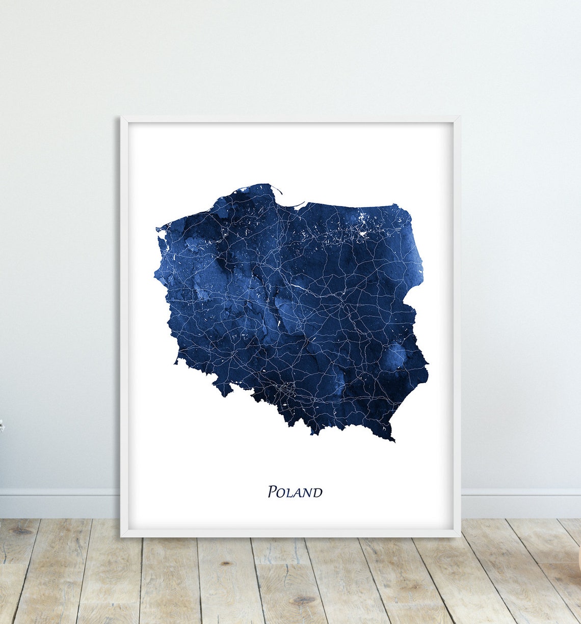 Poland Map Print, Poland Map Poster, Poland Wall Art, Navy Blue White ...