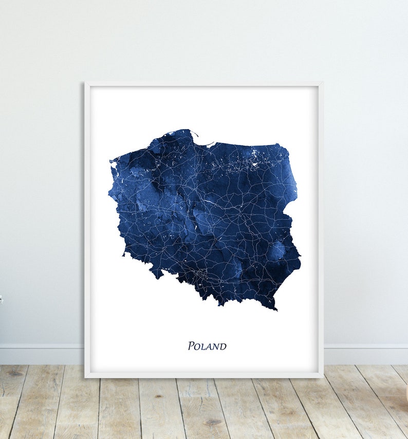 Poland Map Print Poland Map Poster Poland Wall Art Navy | Etsy