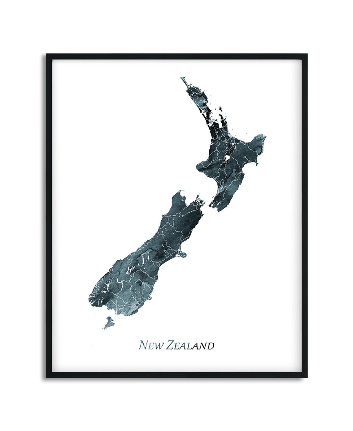 New Zealand Map Print New Zealand Poster New Zealand Wall | Etsy