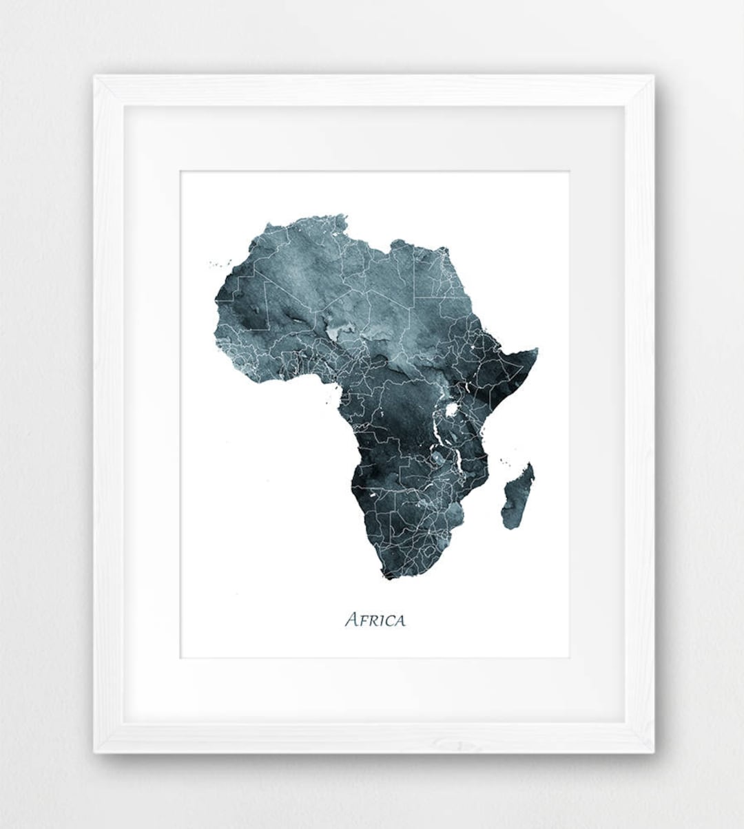 Africa Map Print, Africa Decor, Africa Wall Art, Watercolor Map Poster ...