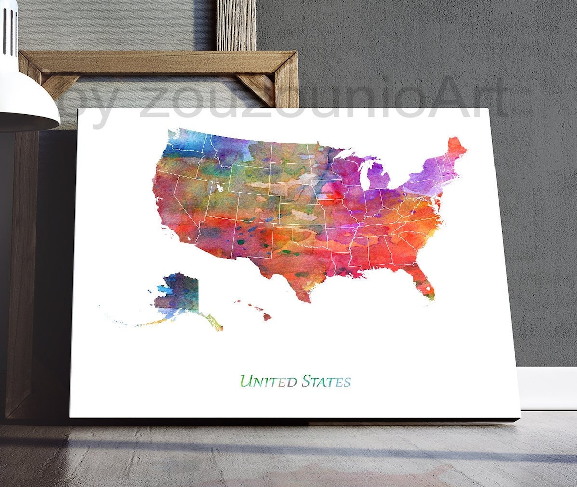 United States Map Poster USA Map Decor United States Wall | Etsy