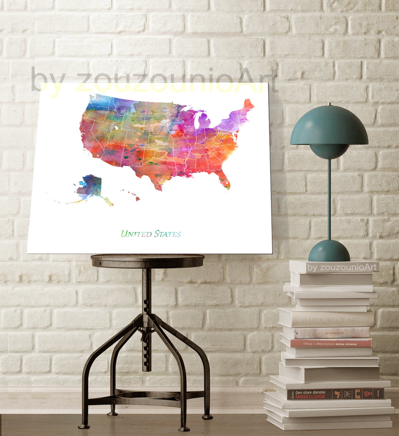 United States Map Poster USA Map Decor United States Wall | Etsy