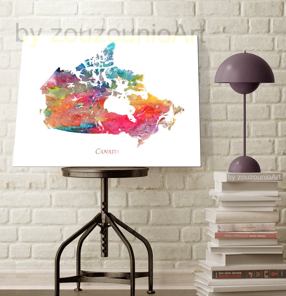 Canada Map Print, Canada Map Watercolor Art Poster, Country Road Map ...