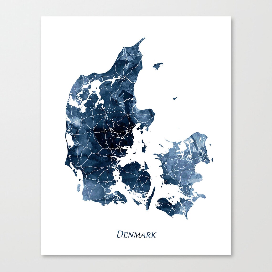 Denmark Map Print Denmark Map Art Poster Denmark Map | Etsy