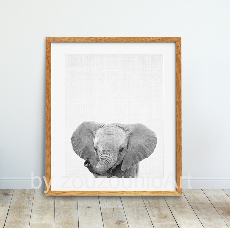 Elephant Print Baby Animals Wall Art Safari African Animal | Etsy