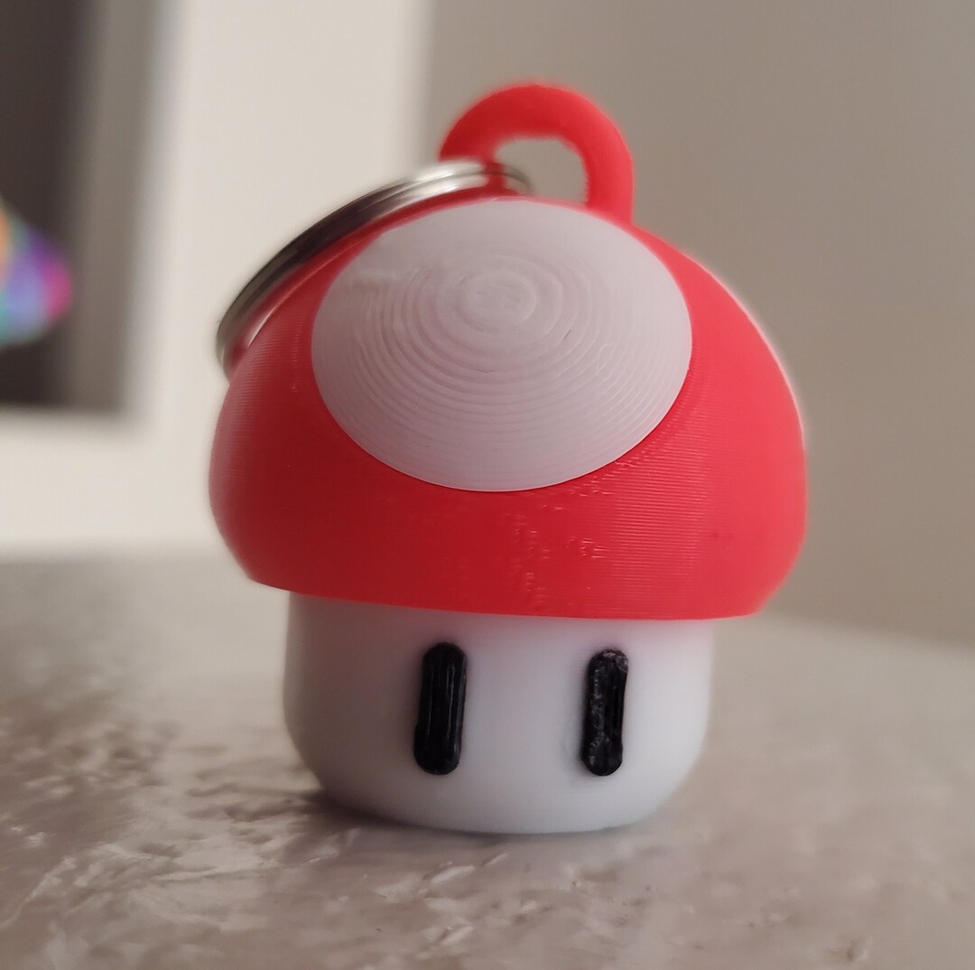 Mario Mushroom Keychain PLA Blacklight Responsive Secret Container ...