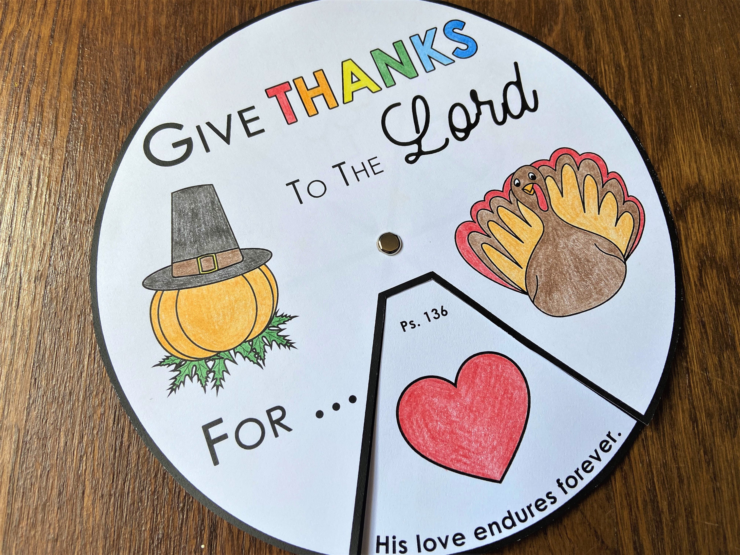 Give Thanks Coloring Wheel, Thanksgiving, Scripture, Printable Bible ...