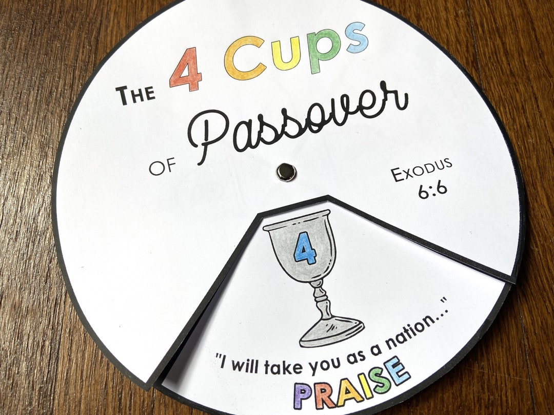 The 4 Cups of Passover Coloring Wheel, Printable Bible Activity ...