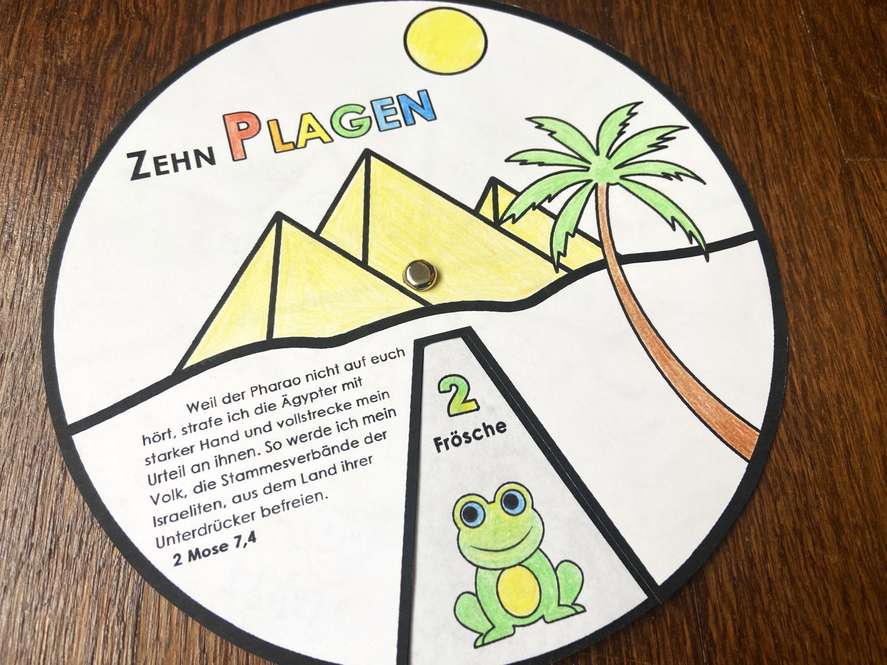 Zehn Plagen Ausmal-rad DEUTSCH, Passah Kinder, Ausmalbild Basteln ...