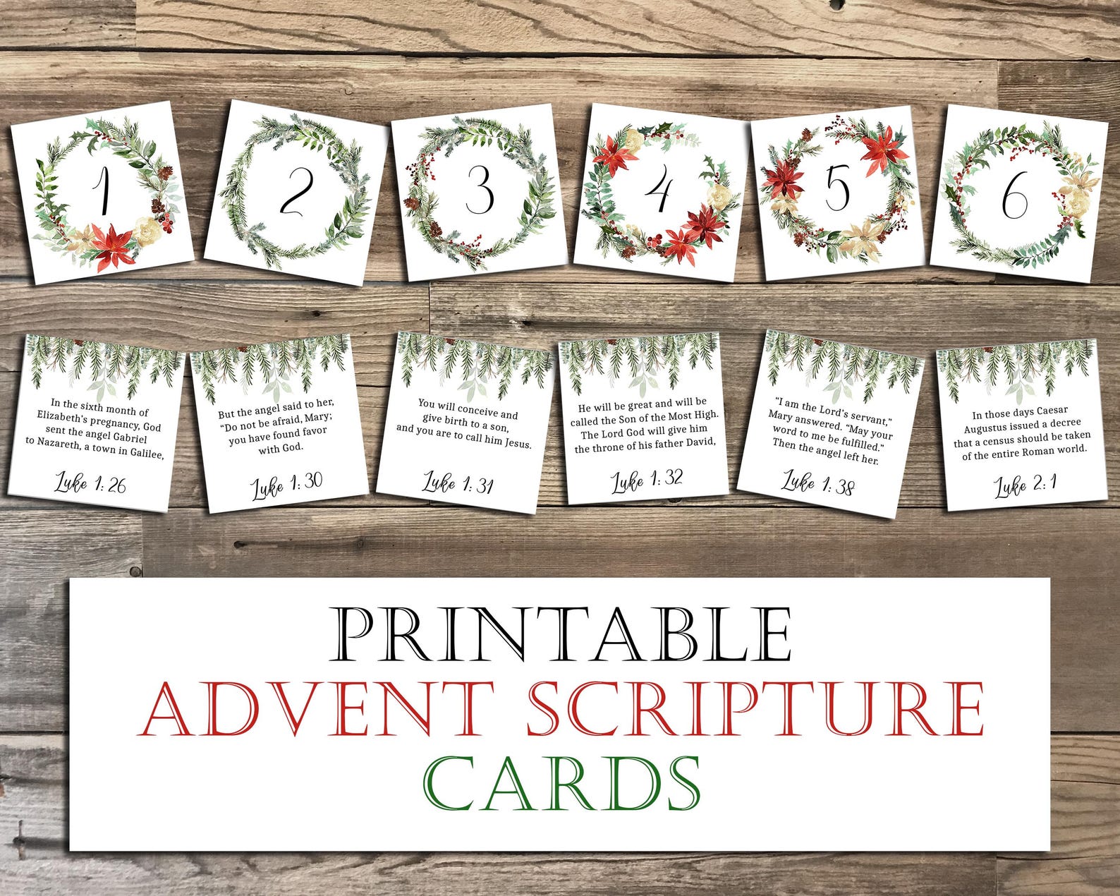 24 Advent Scripture Cards Calendar - Christmas Countdown - Christmas ...
