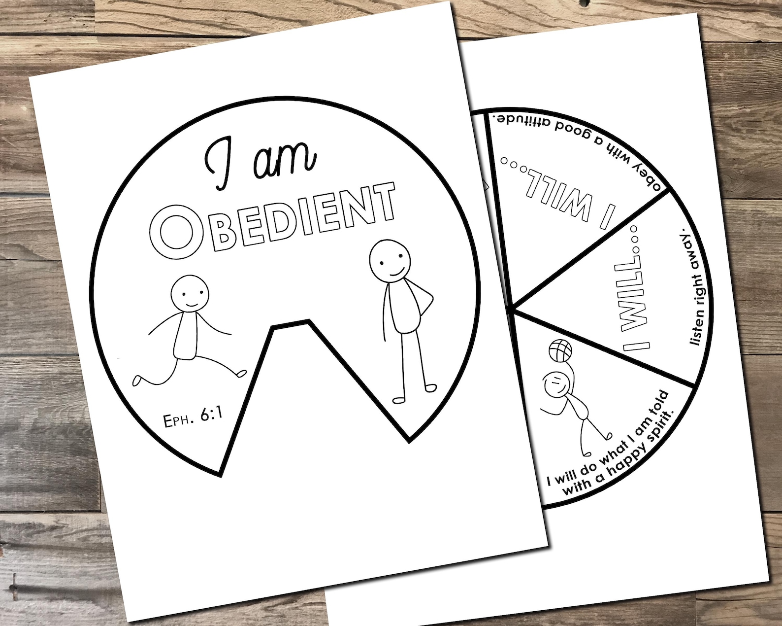I AM Obedient Character Activity Wheel - Kids Printable - Includes ...