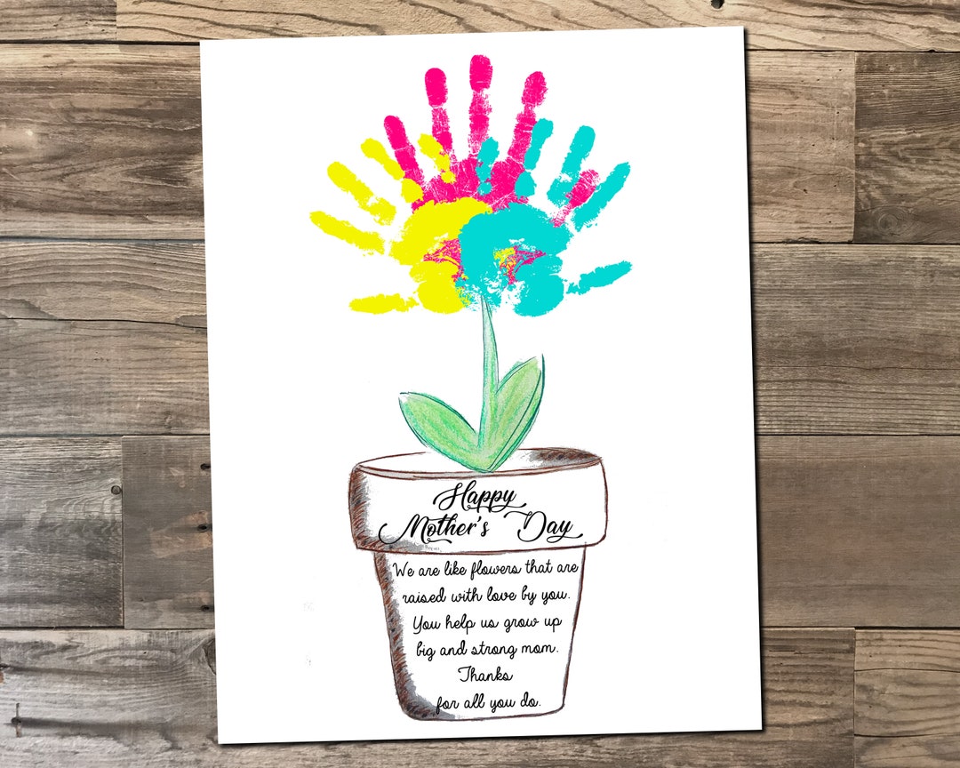 Mothers Day Handprint Craft, Flower Pot Personalize With Child's Prints ...