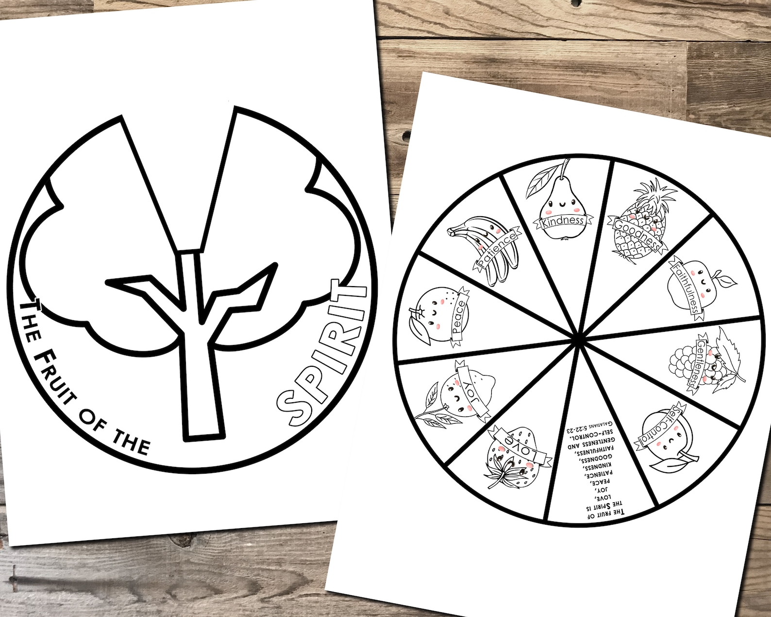 Fruit of the Spirit Coloring Wheel Printable Bible Activity - Etsy