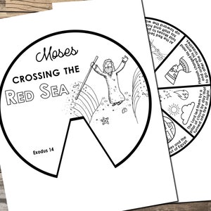 Moses Crossing the Red Sea Coloring Wheel, Printable Bible Activity ...