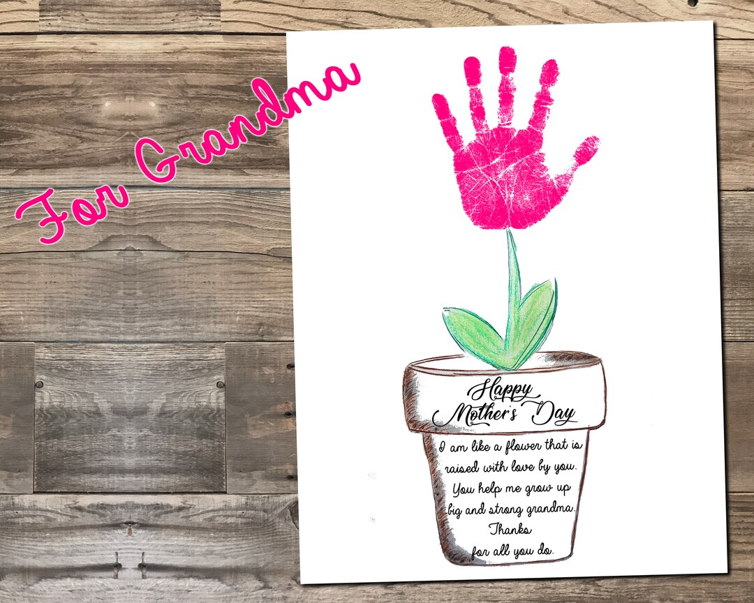 Mother’s Day Grandma Handprint Craft, Flower Pot - Personalize With ...