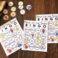 50 Card Printable Fruit of the Spirit Bingo, Bible Games for Kids ...