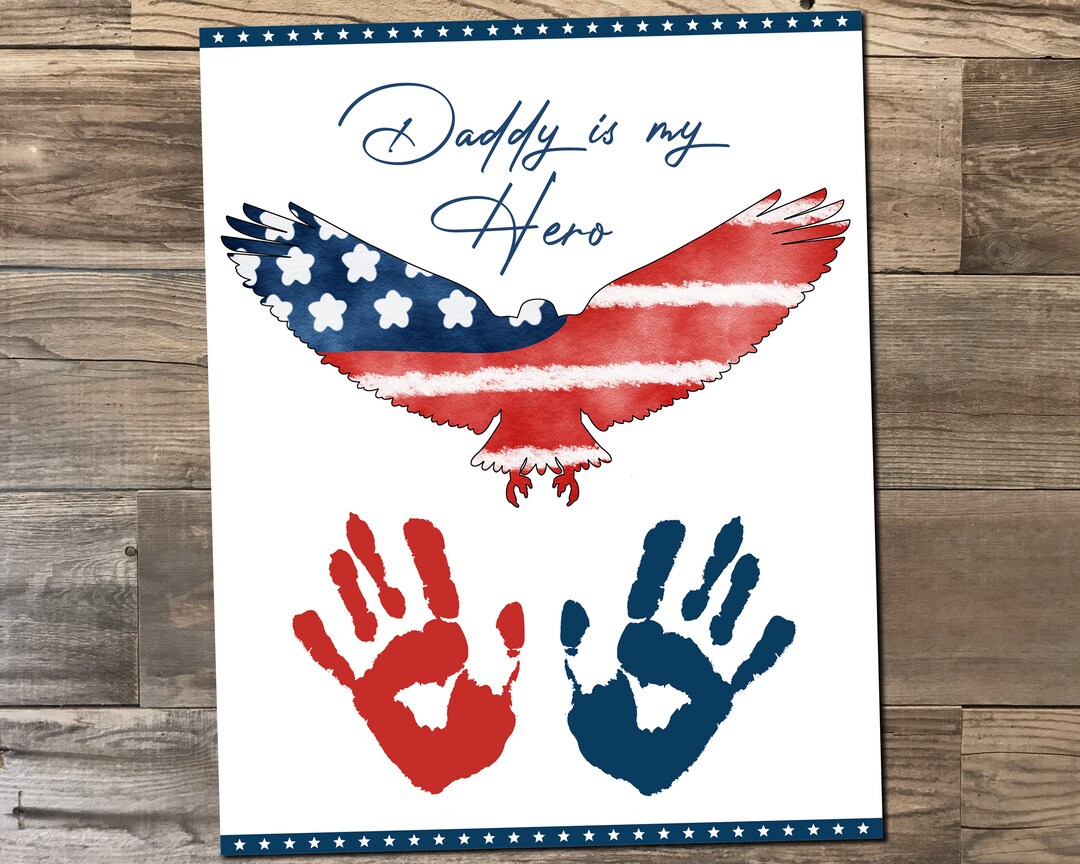 Father's Day, Handprint Daddy, Our/my Hero - Gift for Solider ...