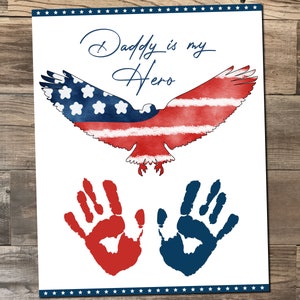 Father's Day, Handprint Daddy, Our/my Hero - Gift for Solider ...