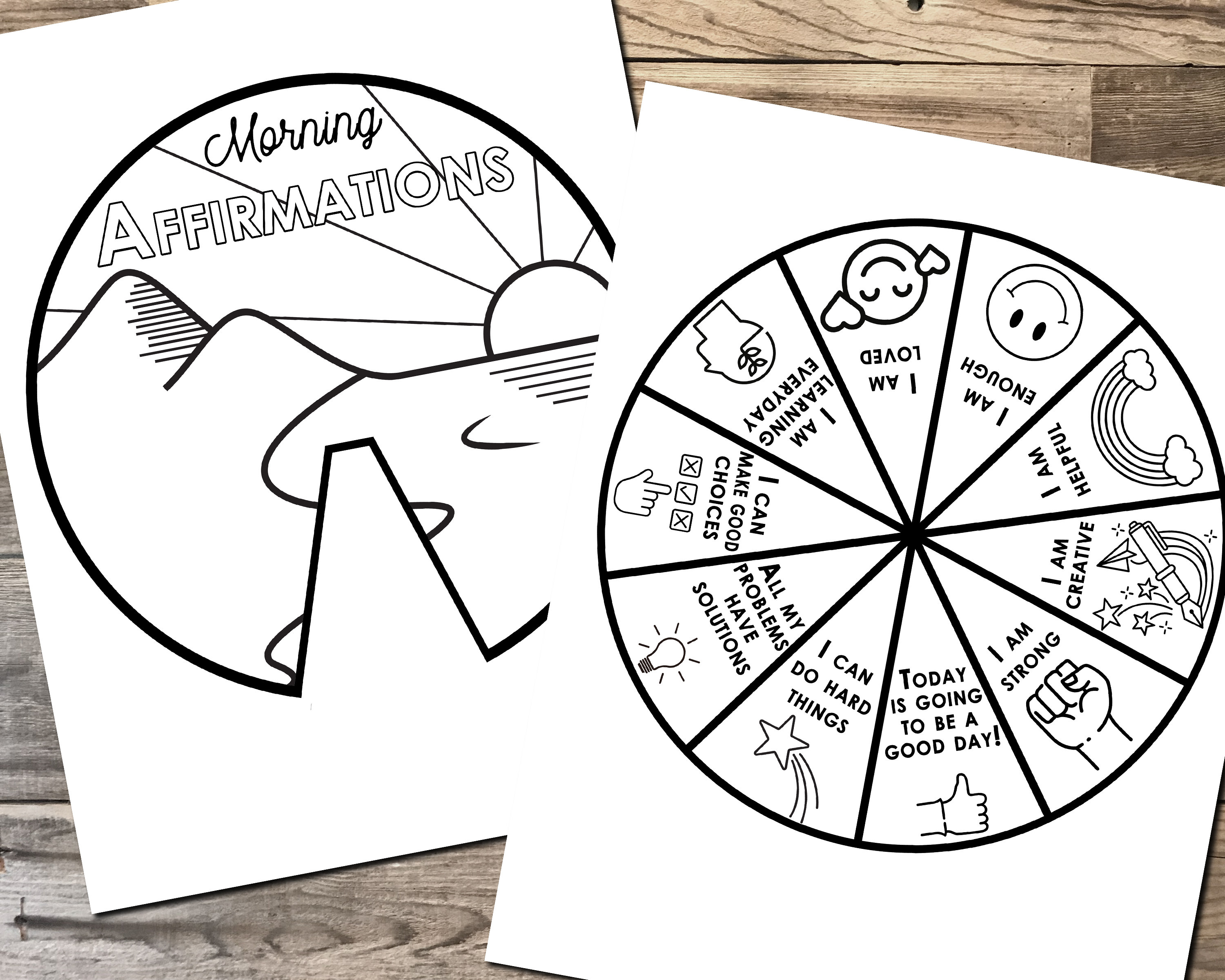 Morning Affirmation Coloring Wheel Printable Activity - Etsy UK