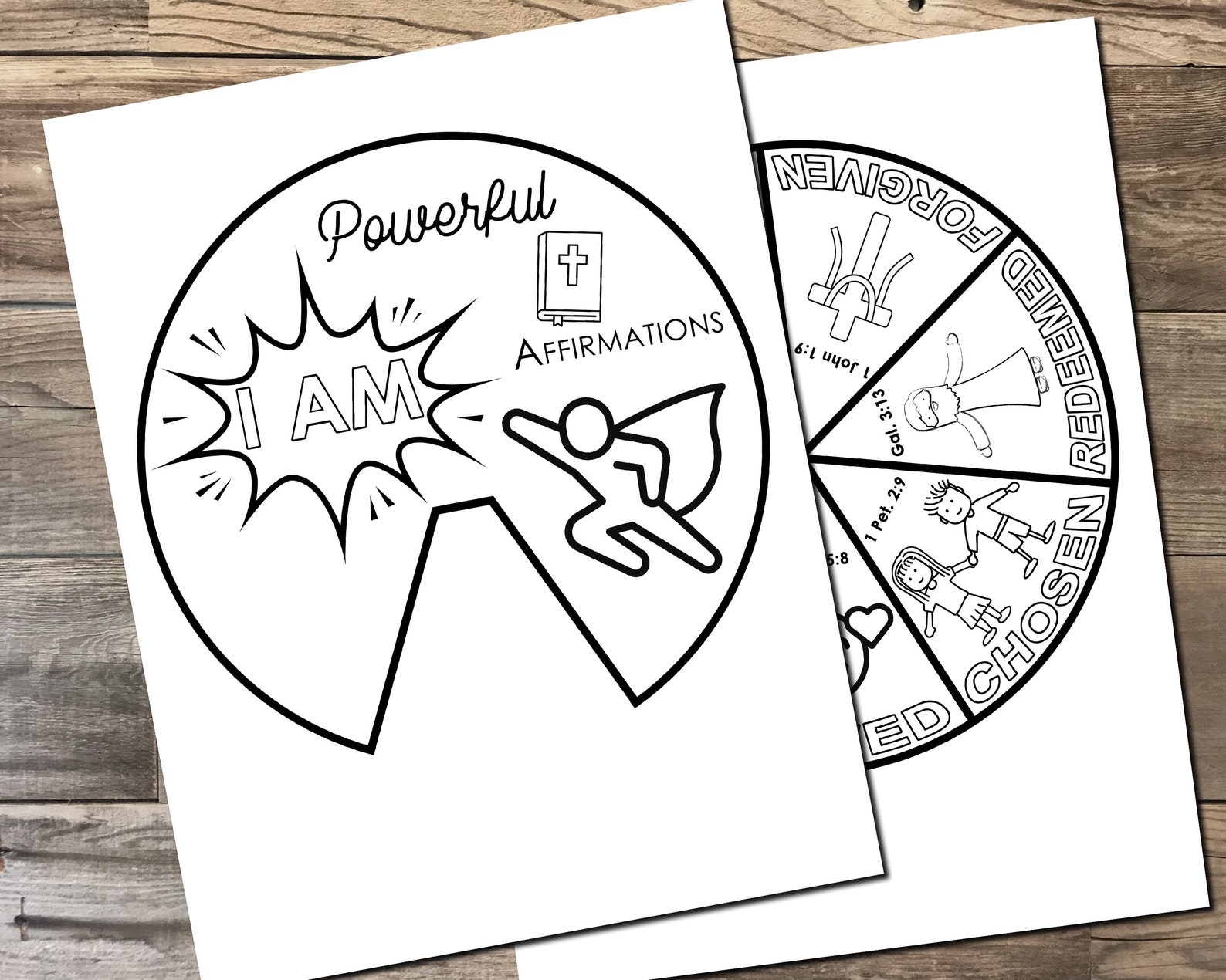 I AM Affirmation Scripture Coloring Wheel, Identity in Christ ...