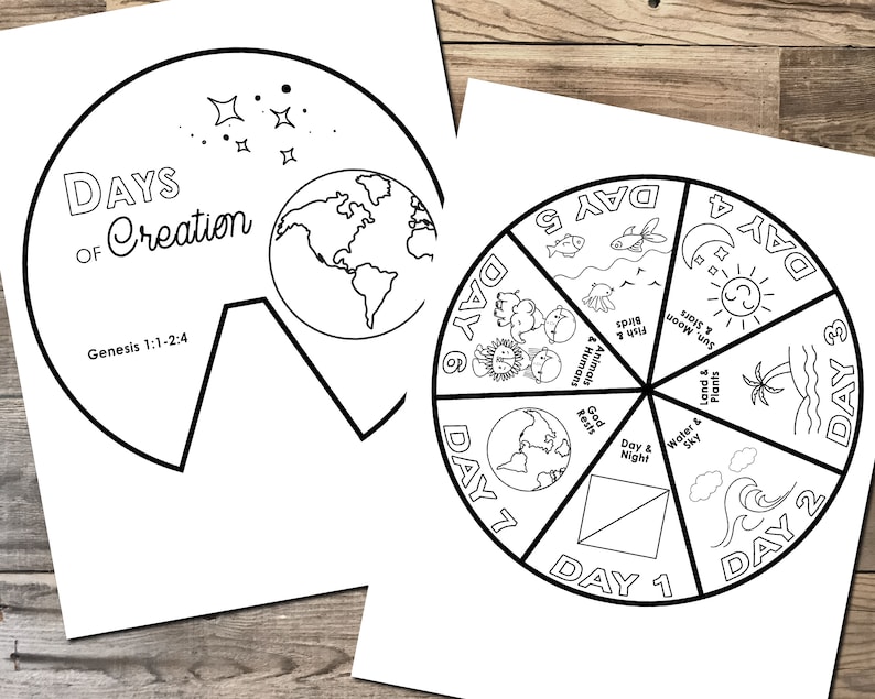Days of Creation Coloring Wheel Printable Bible Activity - Etsy