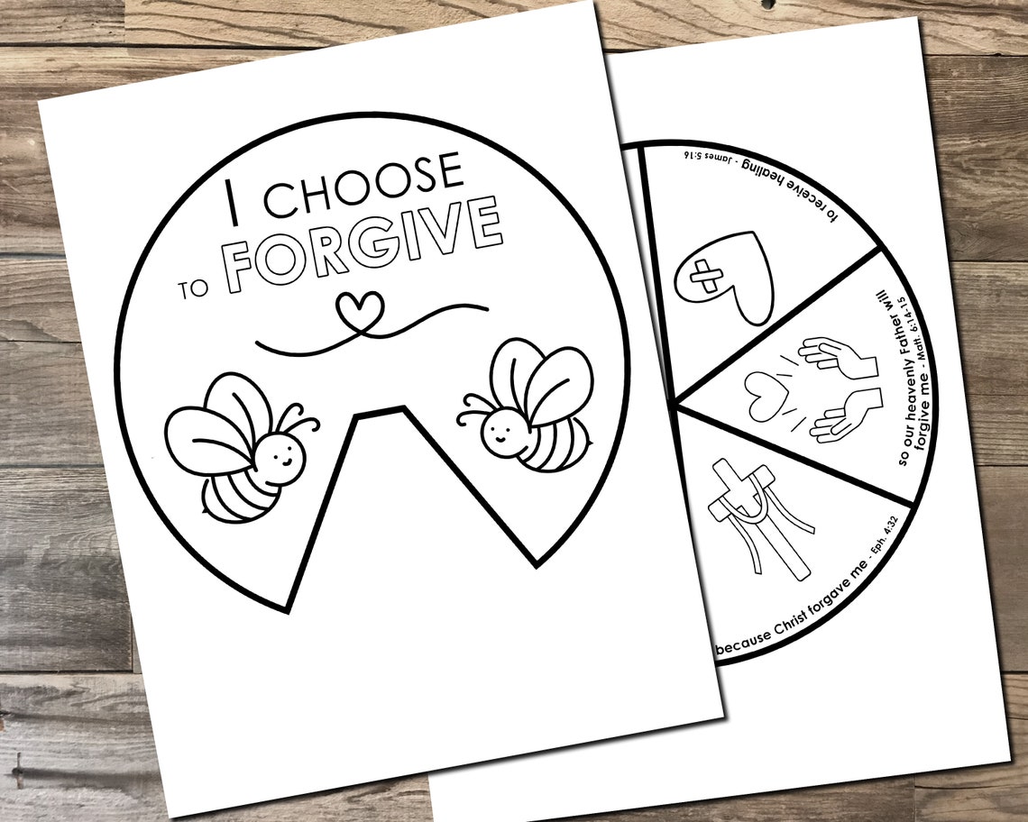 Forgive Scripture Coloring Wheel, Printable Bible Activity, Forgiveness ...