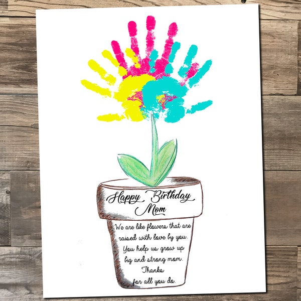 Mom Birthday Kid Handprint - Etsy