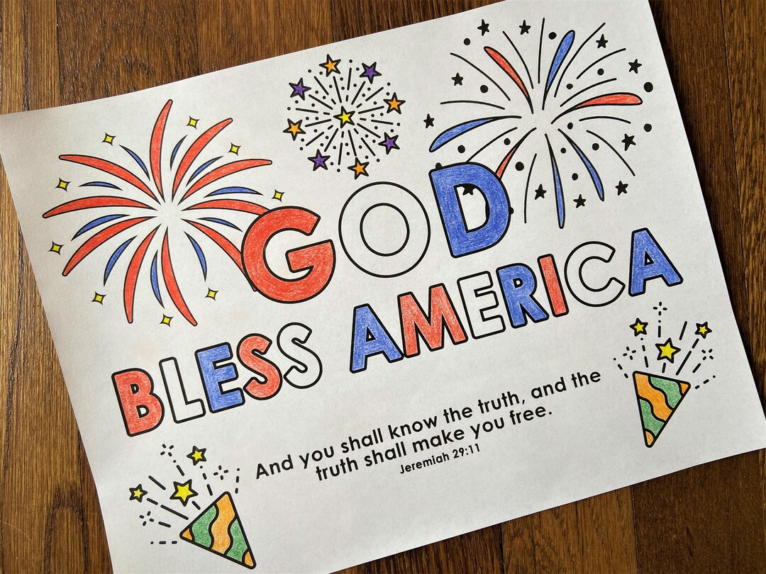 4th of July Scripture Coloring Page, God Bless America Jeremiah 29:11 ...
