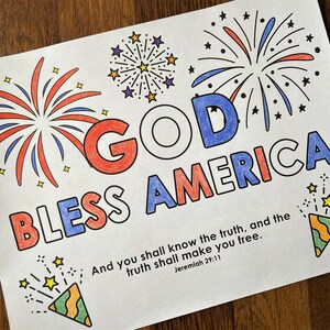4th of July Scripture Coloring Page, God Bless America Jeremiah 29:11 ...