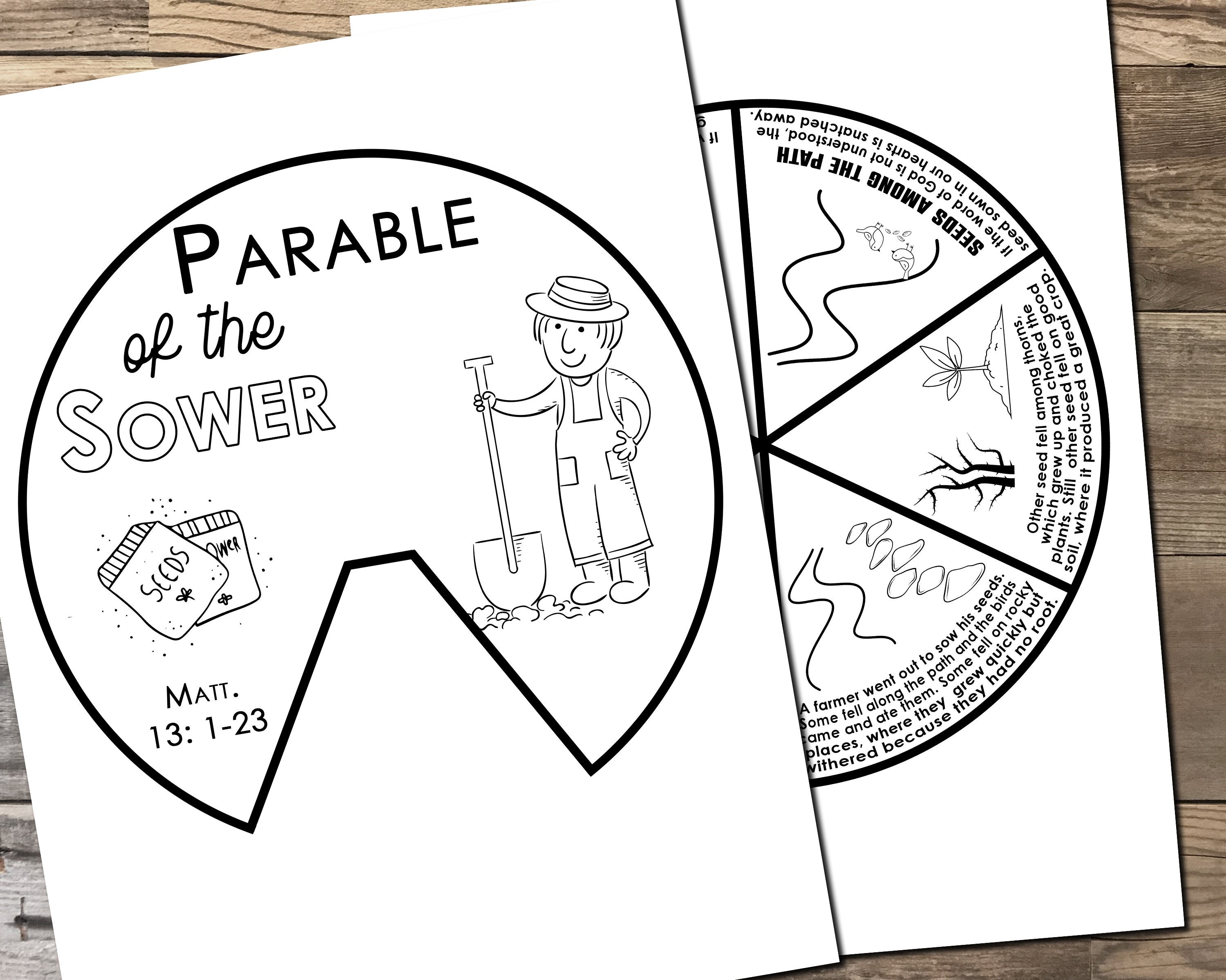 Parable of the Sower Coloring Wheel, Printable Bible Activity ...