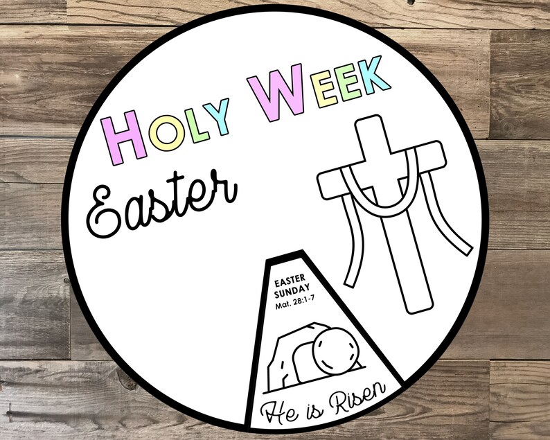 Holy Week Coloring Wheel, Easter, He is Risen, Printable Bible Verse ...