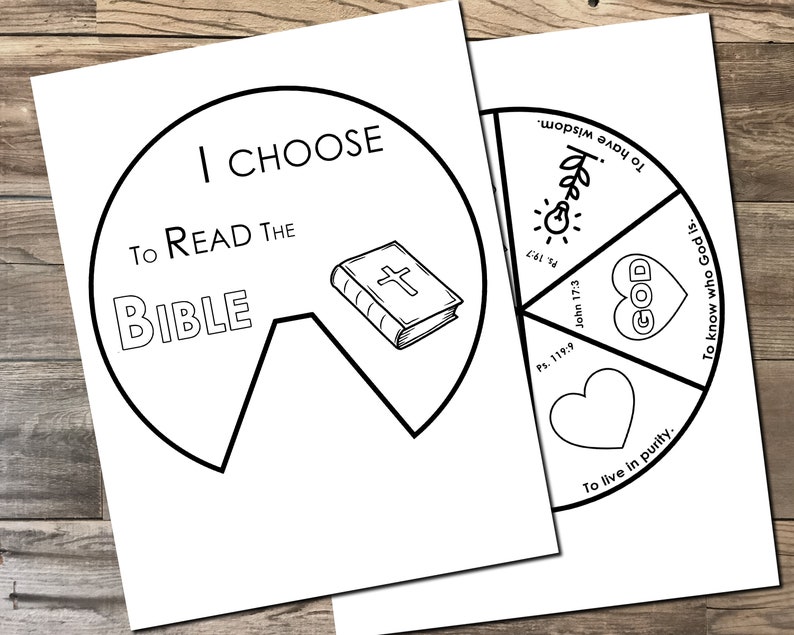 Bible Reading Scripture Coloring Wheel, Printable Bible Activity ...