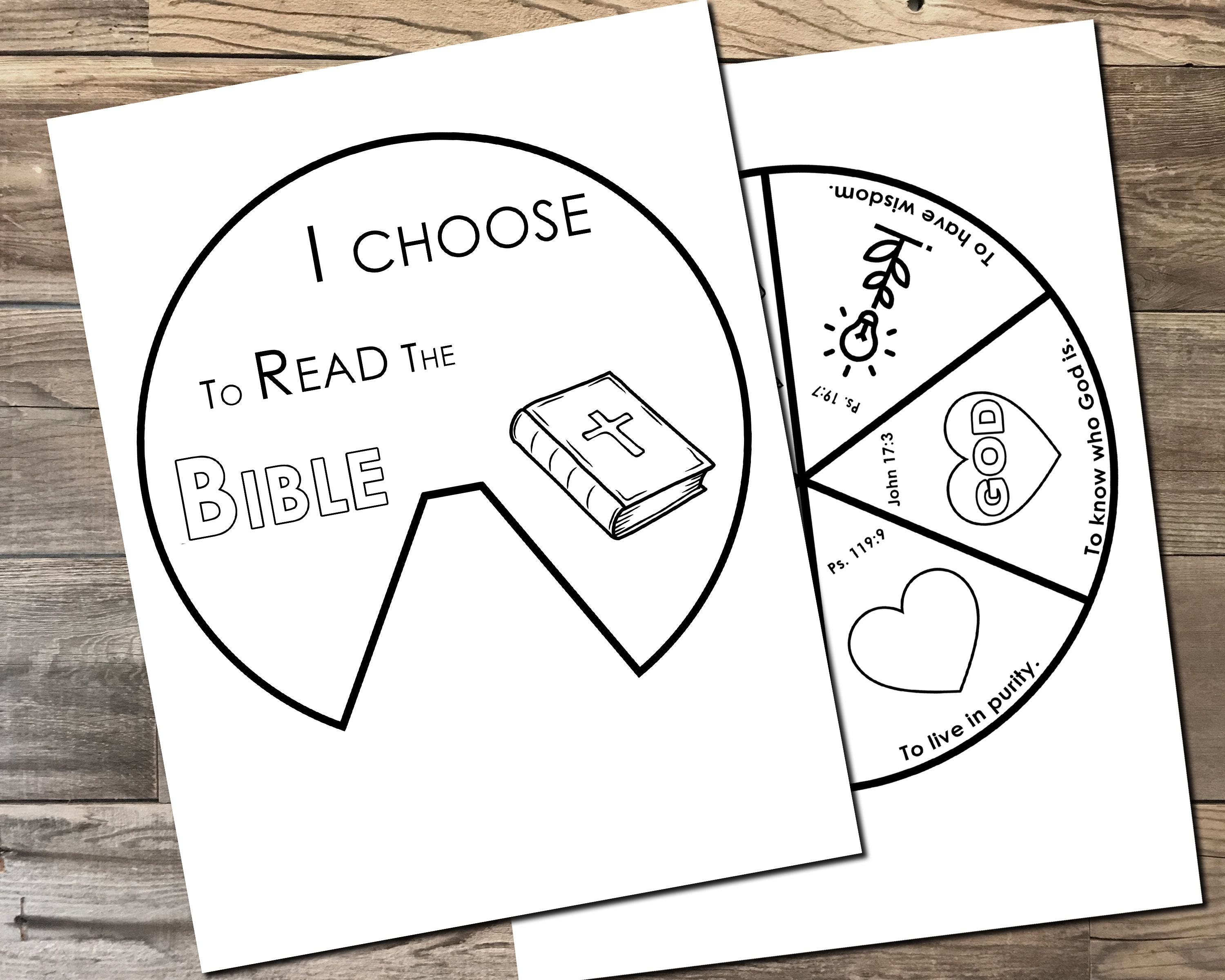 Bible Reading Scripture Coloring Wheel, Printable Bible Activity ...