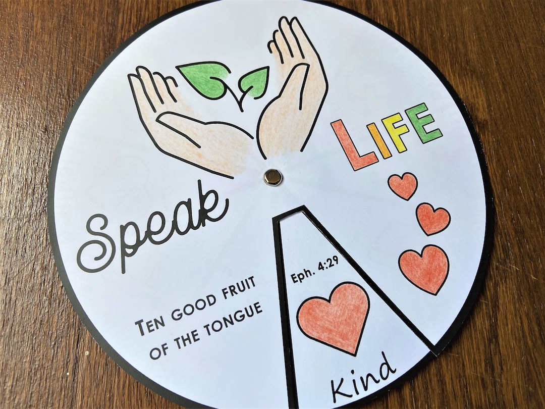 Speak Life Coloring Wheel, 10 Fruit of the Tongue, Printable Bible ...