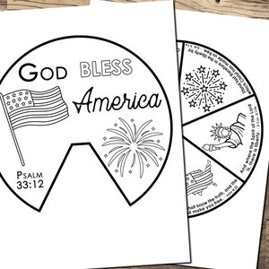 July 4th Scriptures Coloring Wheel, America Freedom, Printable Bible ...