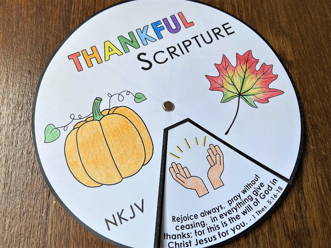 Thankful Scripture Coloring Wheel, Printable Bible Activity, Kids Bible ...