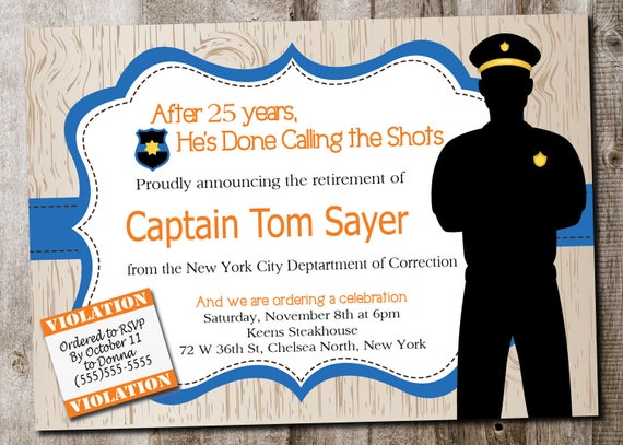 Custom Police Retirement Invitation Printable Card Digital | Etsy