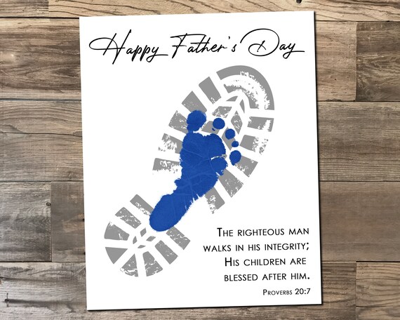 Fathers Day Scripture Footprint Craft Proverbs 20:7 - Etsy