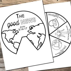 The Good News John 3:16 Coloring Wheel, Printable Bible Activity ...