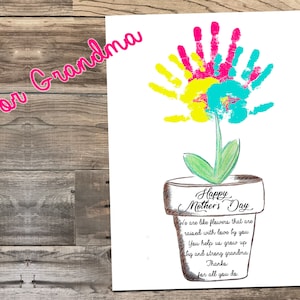 Mother’s Day Grandma Handprint Craft, Flower Pot - Personalize With ...
