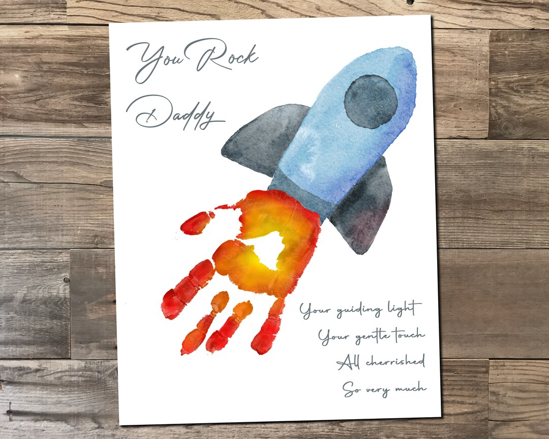 Father’s Day Handprint Craft, You Rock Daddy - Rocket - Space ...