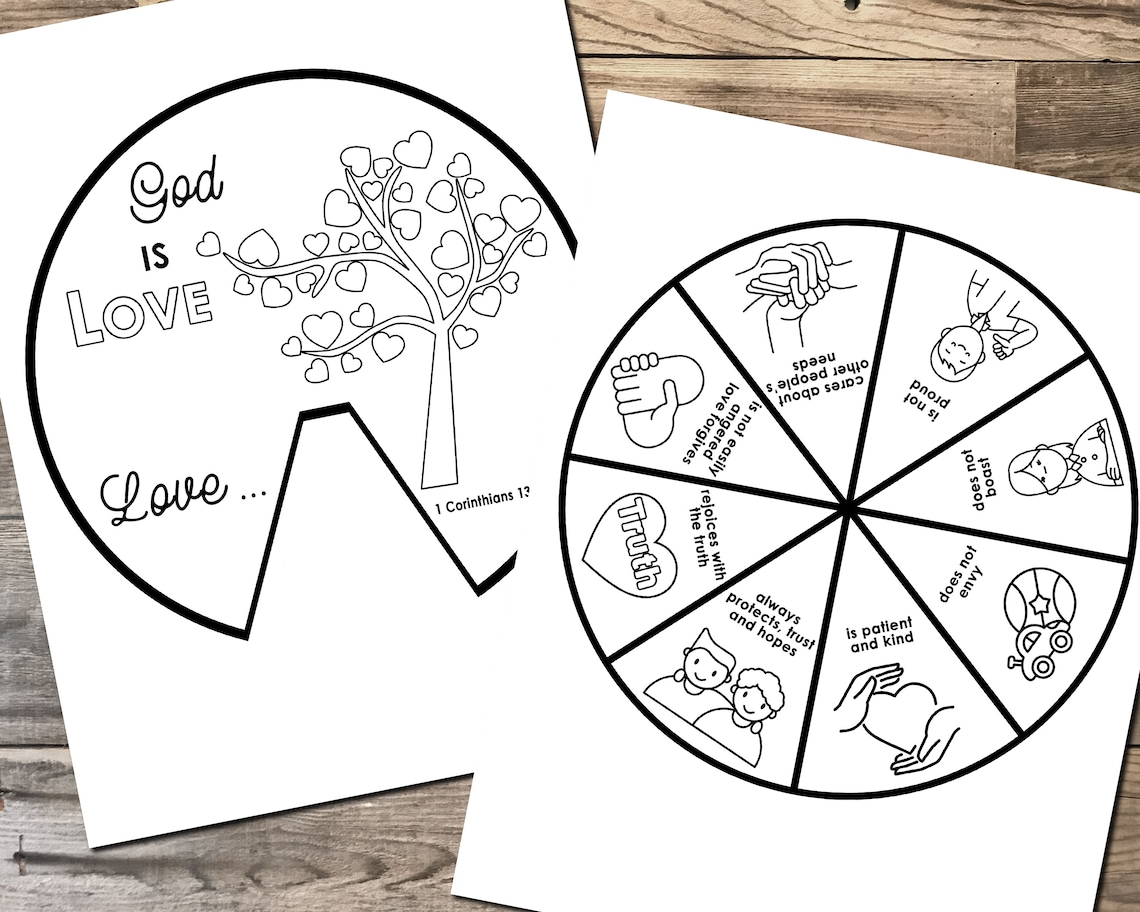 God is Love 1 Corinthians 13 Coloring Wheel Printable Bible - Etsy ...