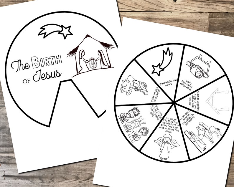 Birth of Jesus Coloring Wheel Printable Nativity Christmas - Etsy