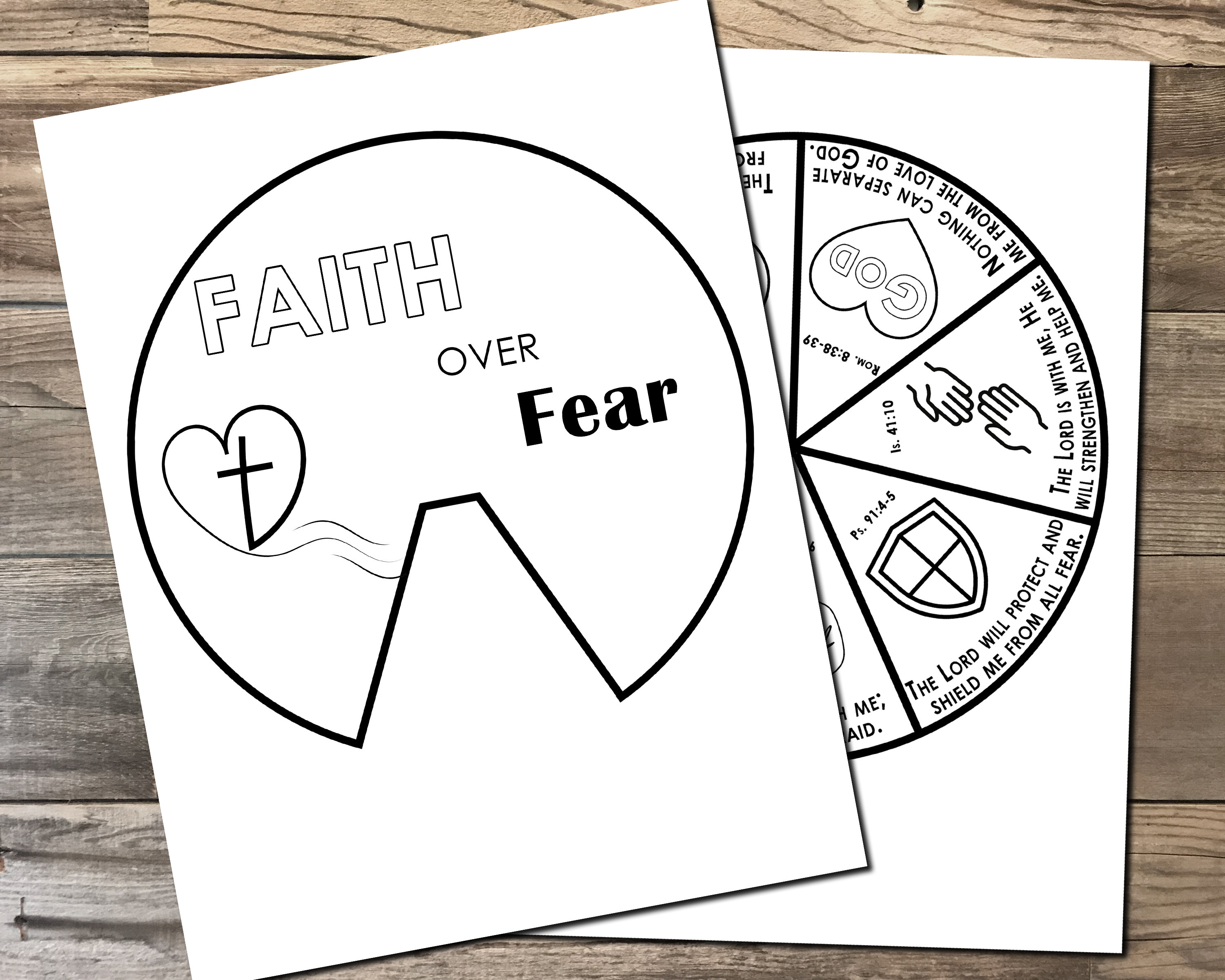 Faith Over Fear Scripture Coloring Wheel, Printable Bible Activity ...