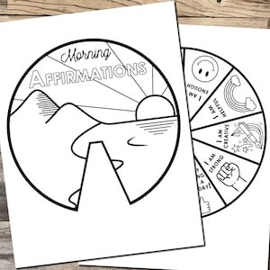 Morning Affirmation Coloring Wheel - Printable Activity - Motivational ...