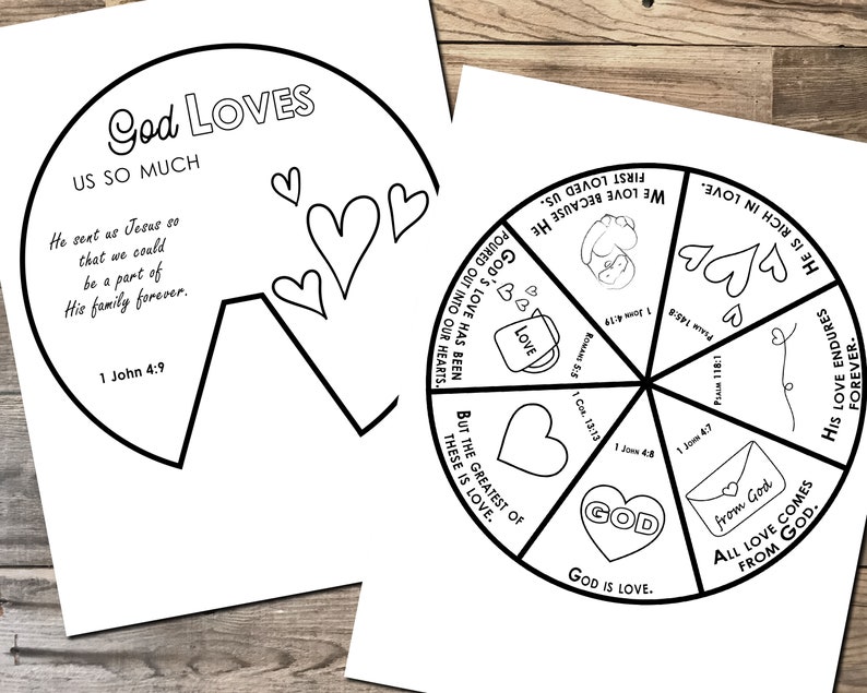 God Loves Us Scripture Coloring Wheel Printable Bible - Etsy